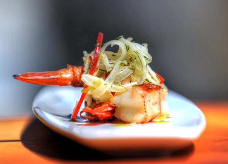 Pancetta-Wrapped Shrimp with Fennel Slaw